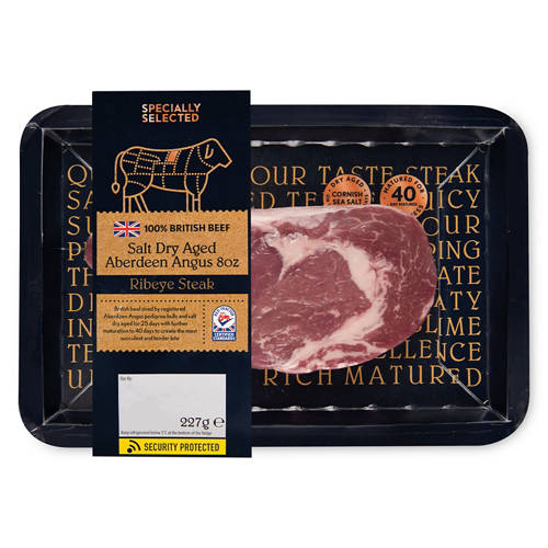 100% British Beef Salt Dry Aged Aberdeen Angus 8oz Ribeye Steak | ALDI UK